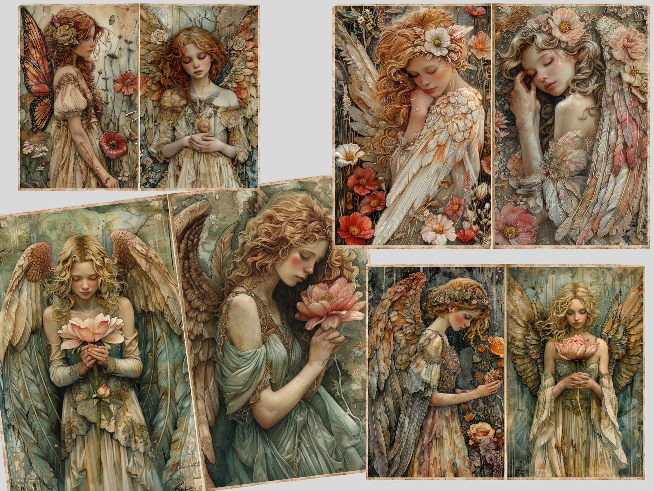 Vintage Angels Junk Journal Pages, Angels Digital Papers, Heavenly ...