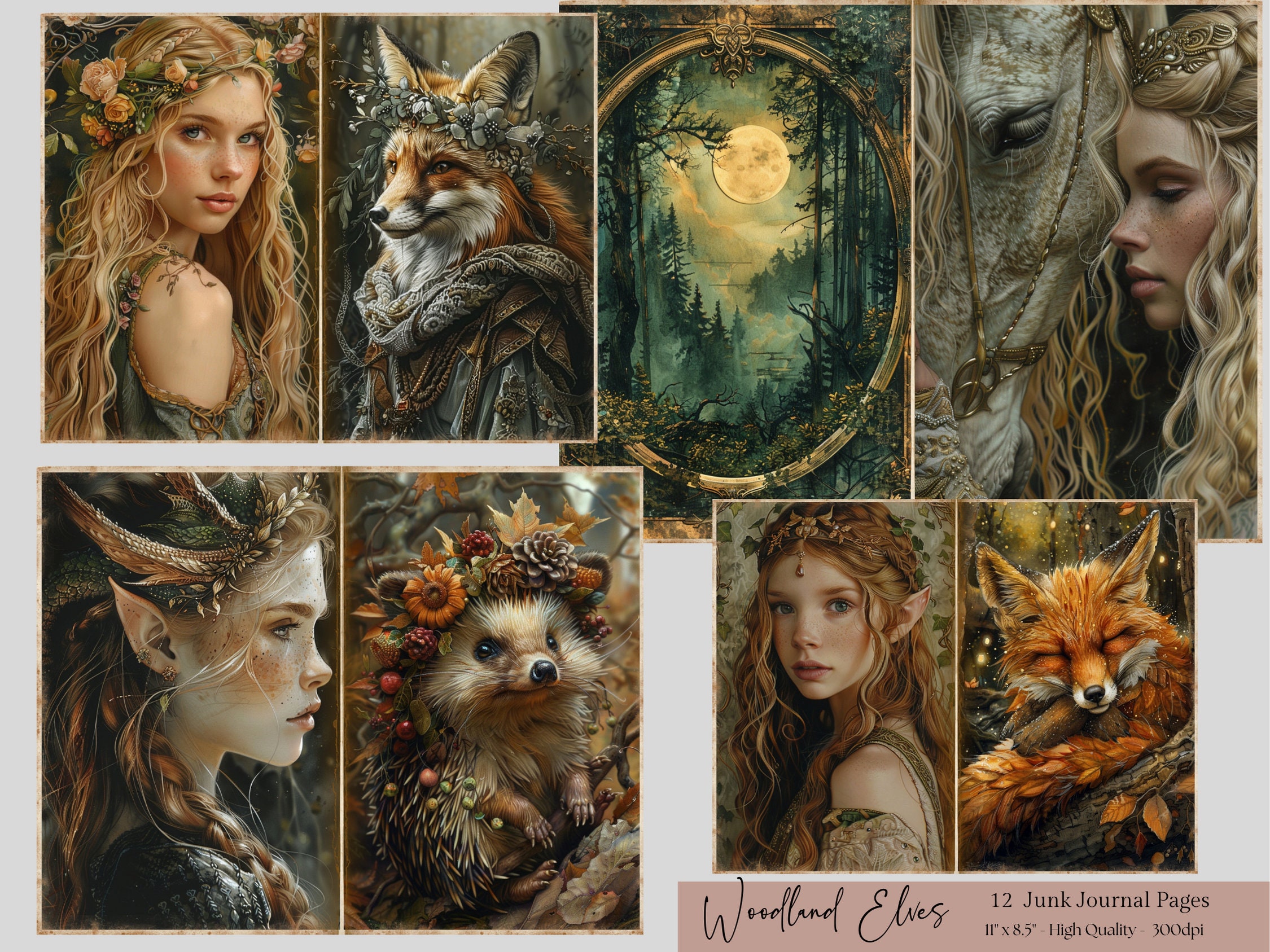 Fairies Junk Journal Kit, Elves Ephemera, Collage Printables Digital ...
