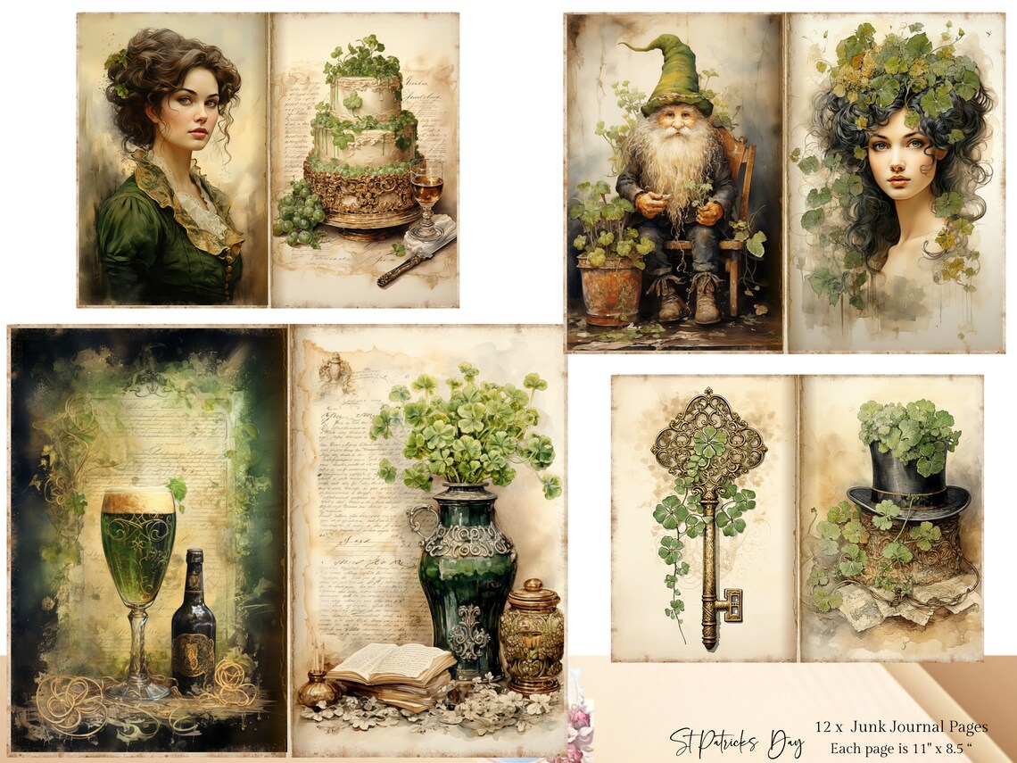 St Patricks Day Junk Journal, Irish Junk Journal, Victorian Collage ...