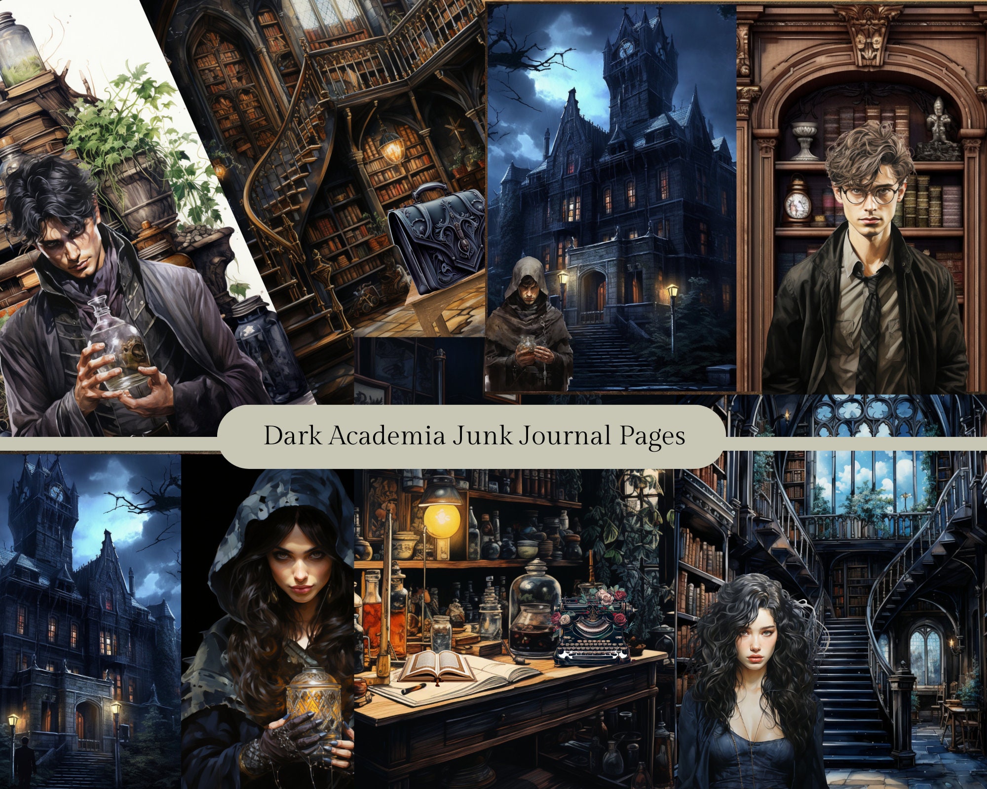 Dark Academia Junk Journal Pages Scrapbook Paper Gothic - Etsy