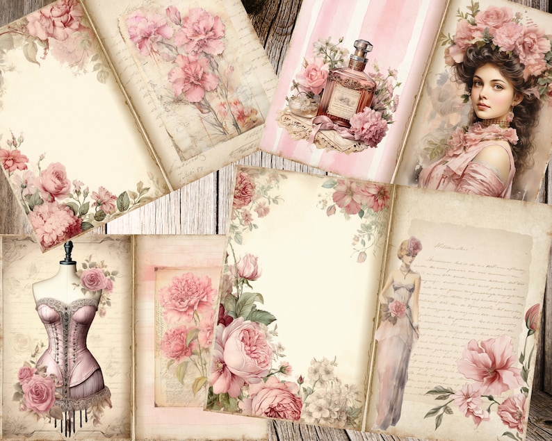 Shabby Chic Junk Journal Pages, Shabby Chic Junk Journal Kit, Shabby ...