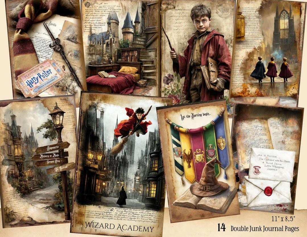Wizarding School Junk Journal Paper, Wizard Printable Ephemera, Vintage ...