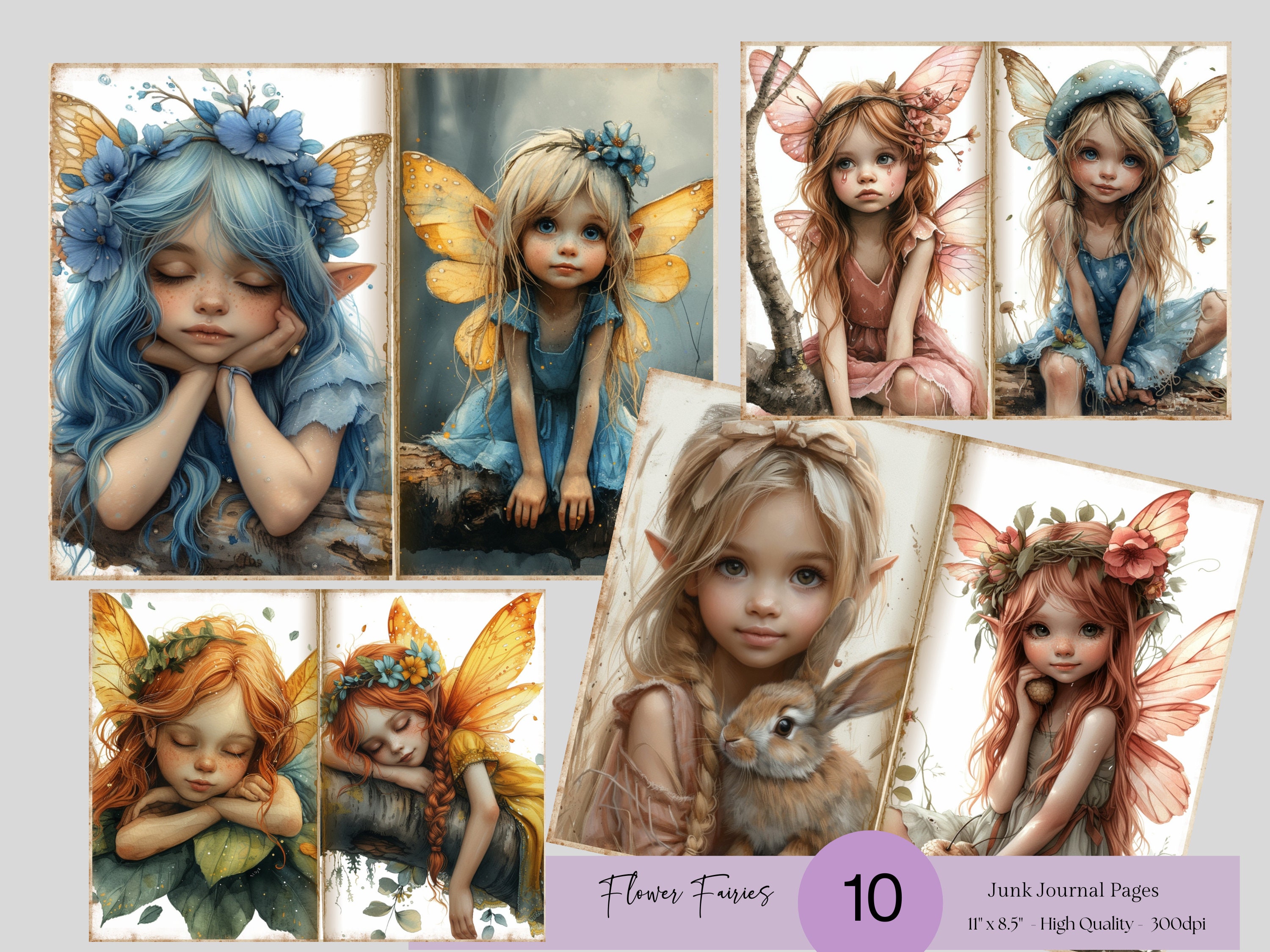 Fairies Junk Journal Kit Fairy Collage Printables, Digital Fairy Kit ...