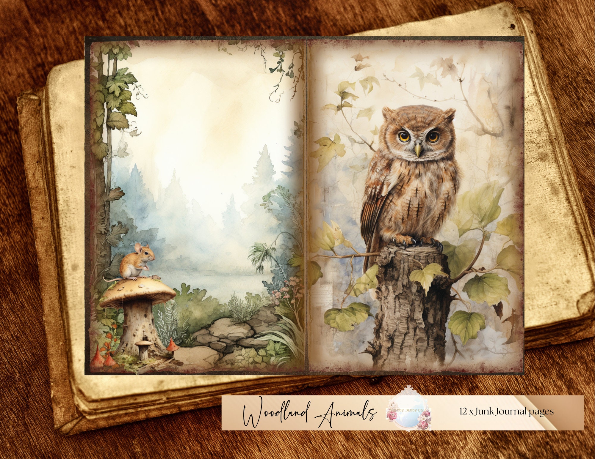 Woodland Animals Junk Journal Pages, Digital Scrapbook Paper Kit ...
