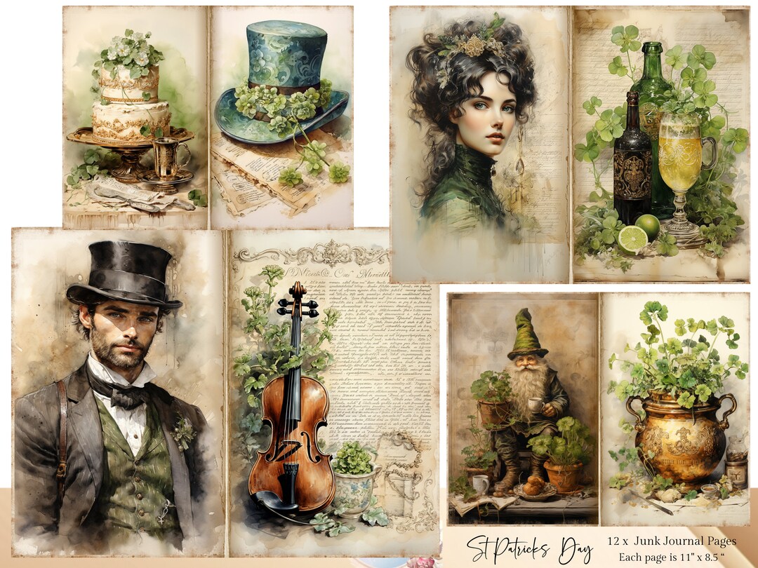 St Patricks Day Junk Journal, Irish Junk Journal, Victorian Collage ...