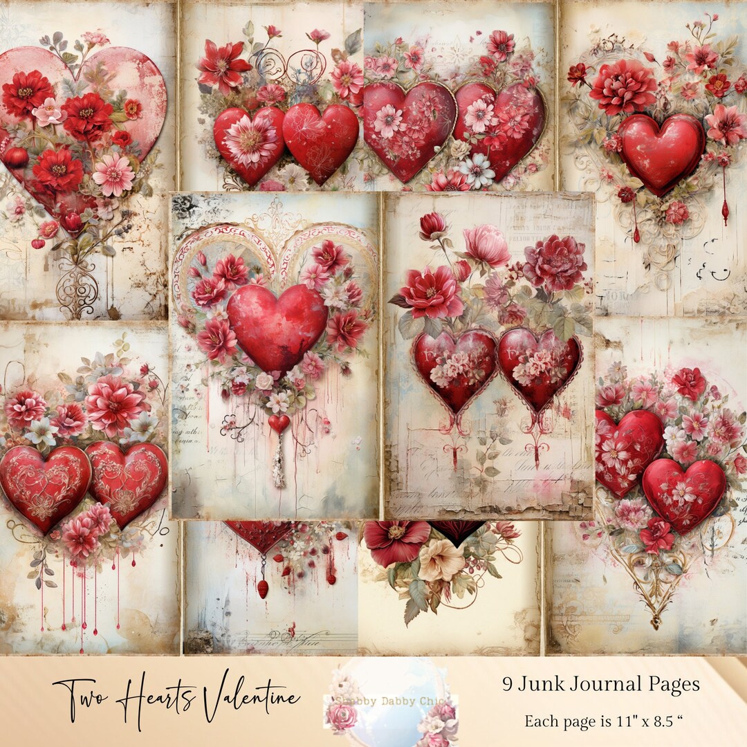 Valentine Day Papers Two, Valentine's Day Papers Collage Printable Junk ...