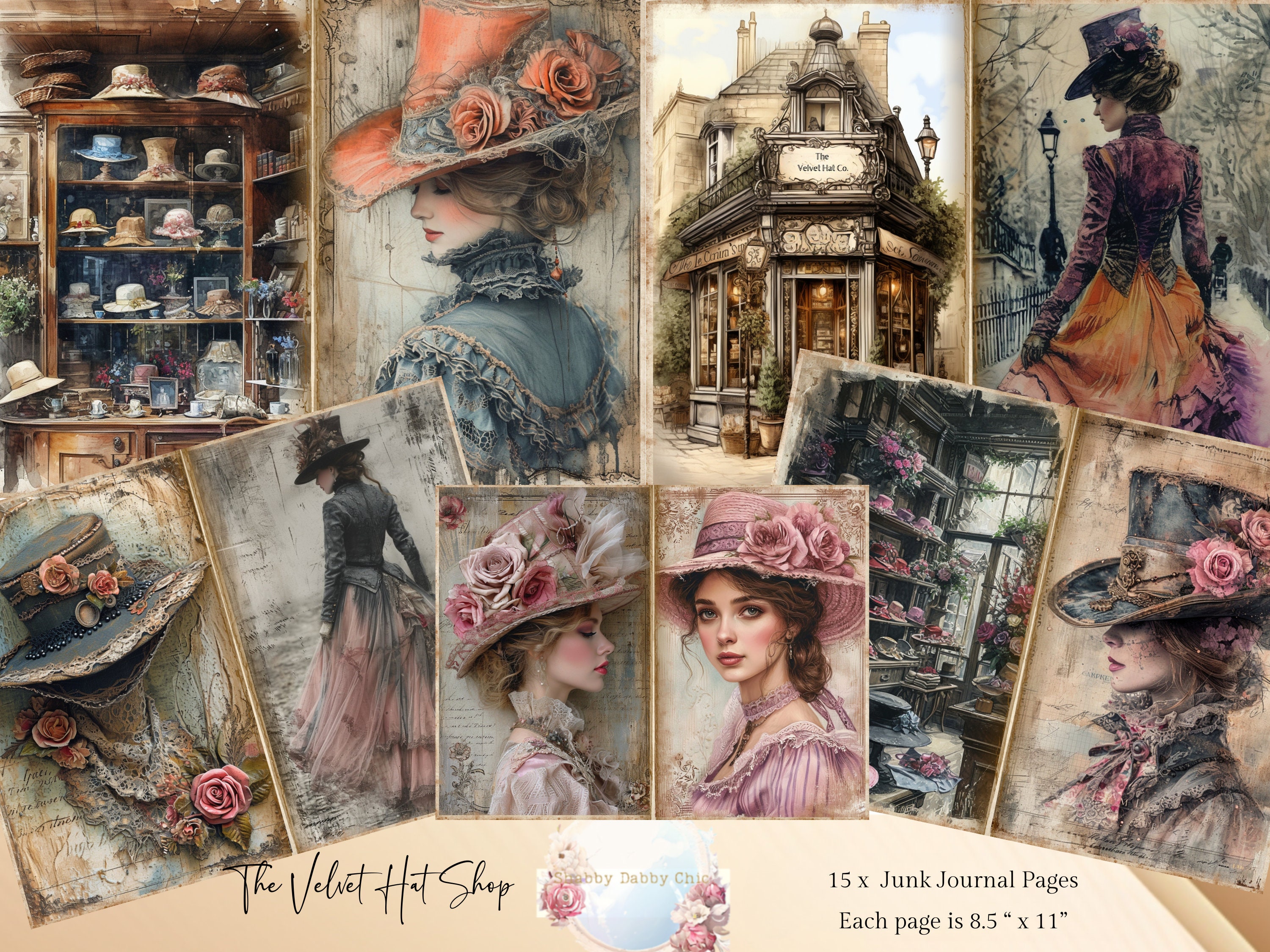 Victorian Women Junk Journal Pages, Victorian Hat Shop Junk Journal ...