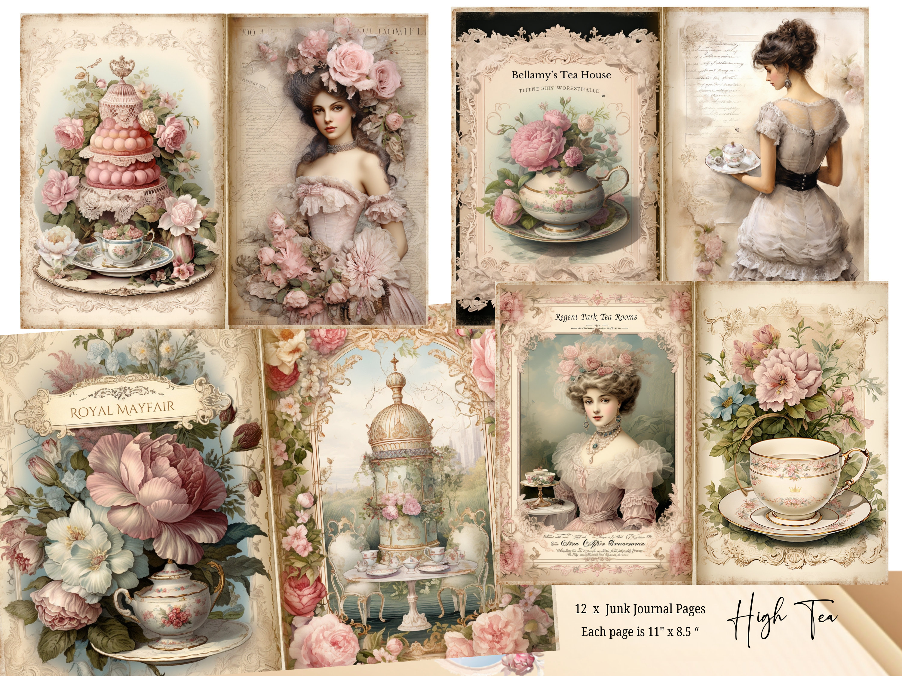 Vintage Tea Junk Journal Printable Pages, Afternoon Tea Junk Journal ...