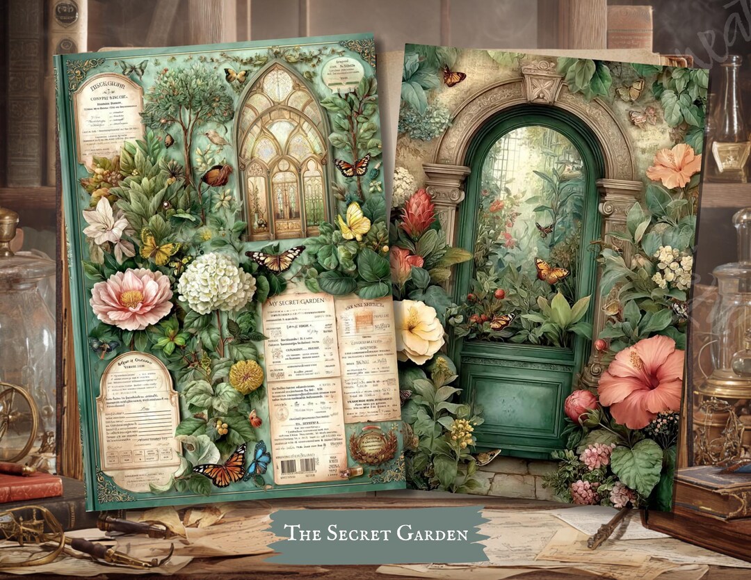 Secret Garden Junk Journal Kit, Collage Printable 25 Single Papers ...