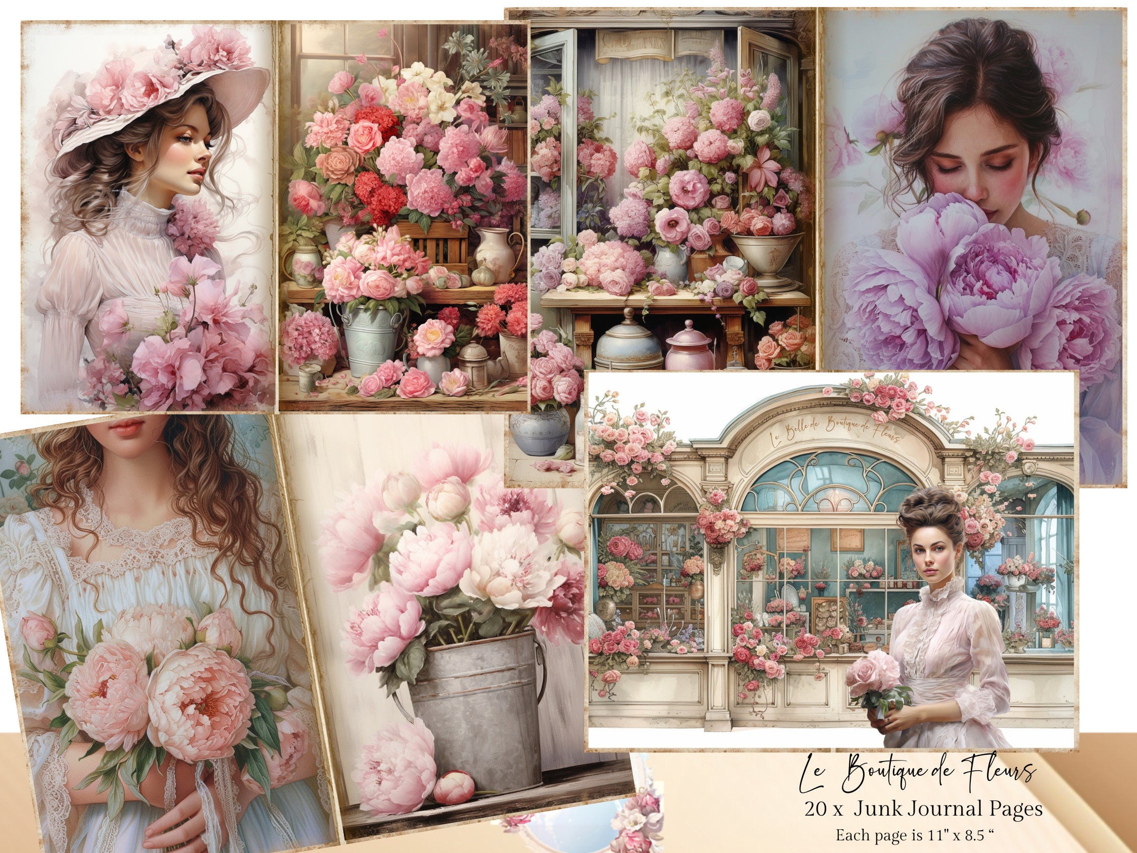 Shabby Chic Junk Journal Pages, Floral Junk Journal, Shabby Chic ...