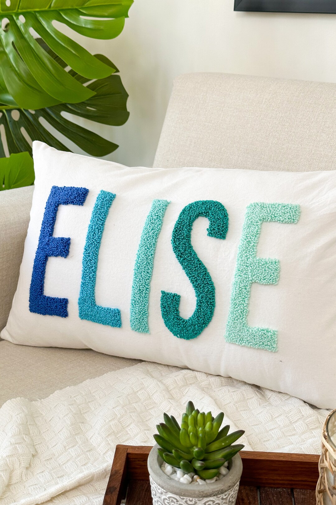 Personalized Baby Name Pillow Cover, Punch Needle Name Pillow, Custom ...
