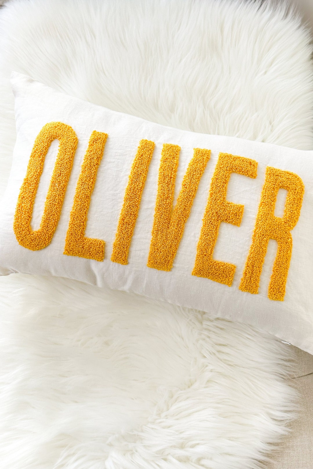 Personalized Baby Name Pillow, Custom Pillow Cover, Punch Needle Name ...