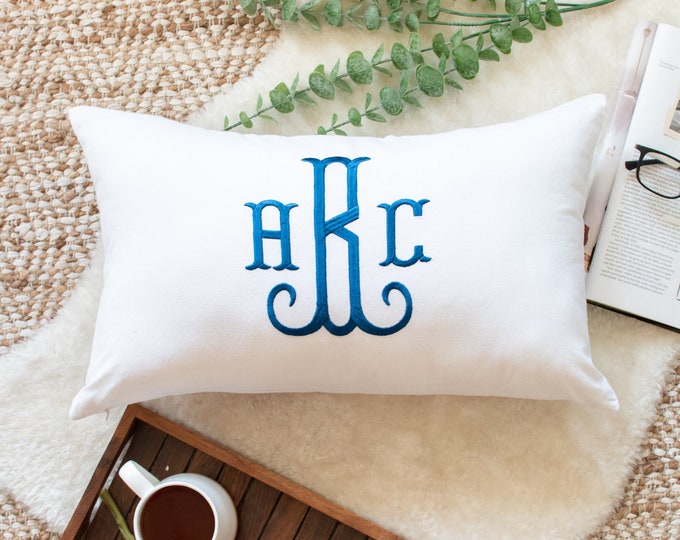 Custom Monogrammed Pillow Cover With Punch Needle Embroidery ...