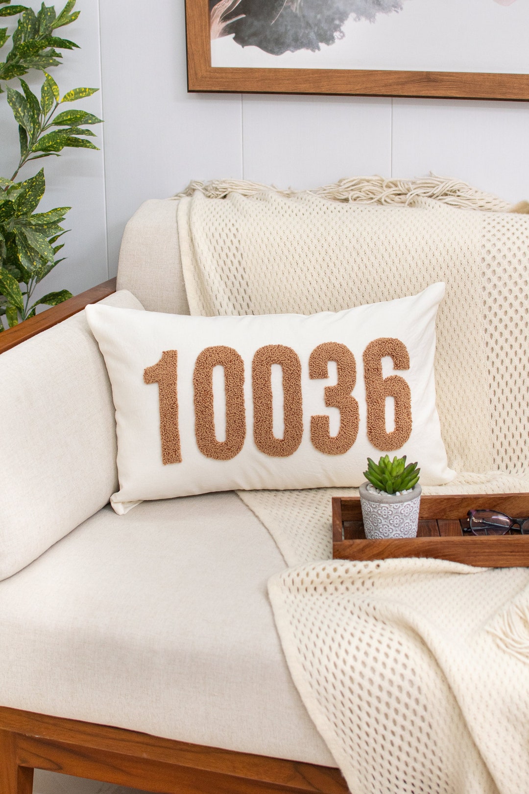 Personalized Zip Code Pillow Cover, Punch Needle Pillow, Closing Gift ...