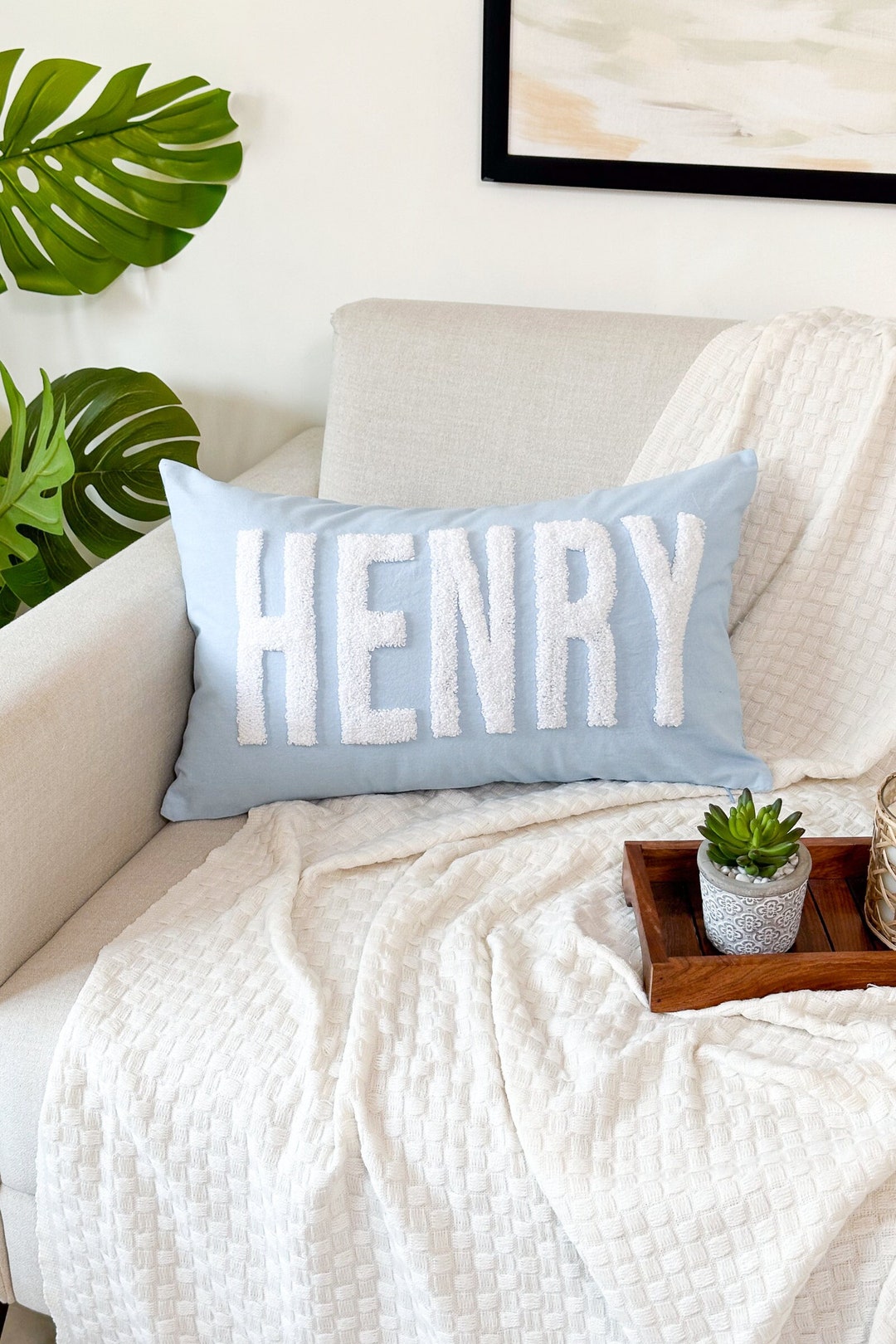 Custom Name Punch Needle Pillow Cover, Baby Shower Gift, Toddler ...