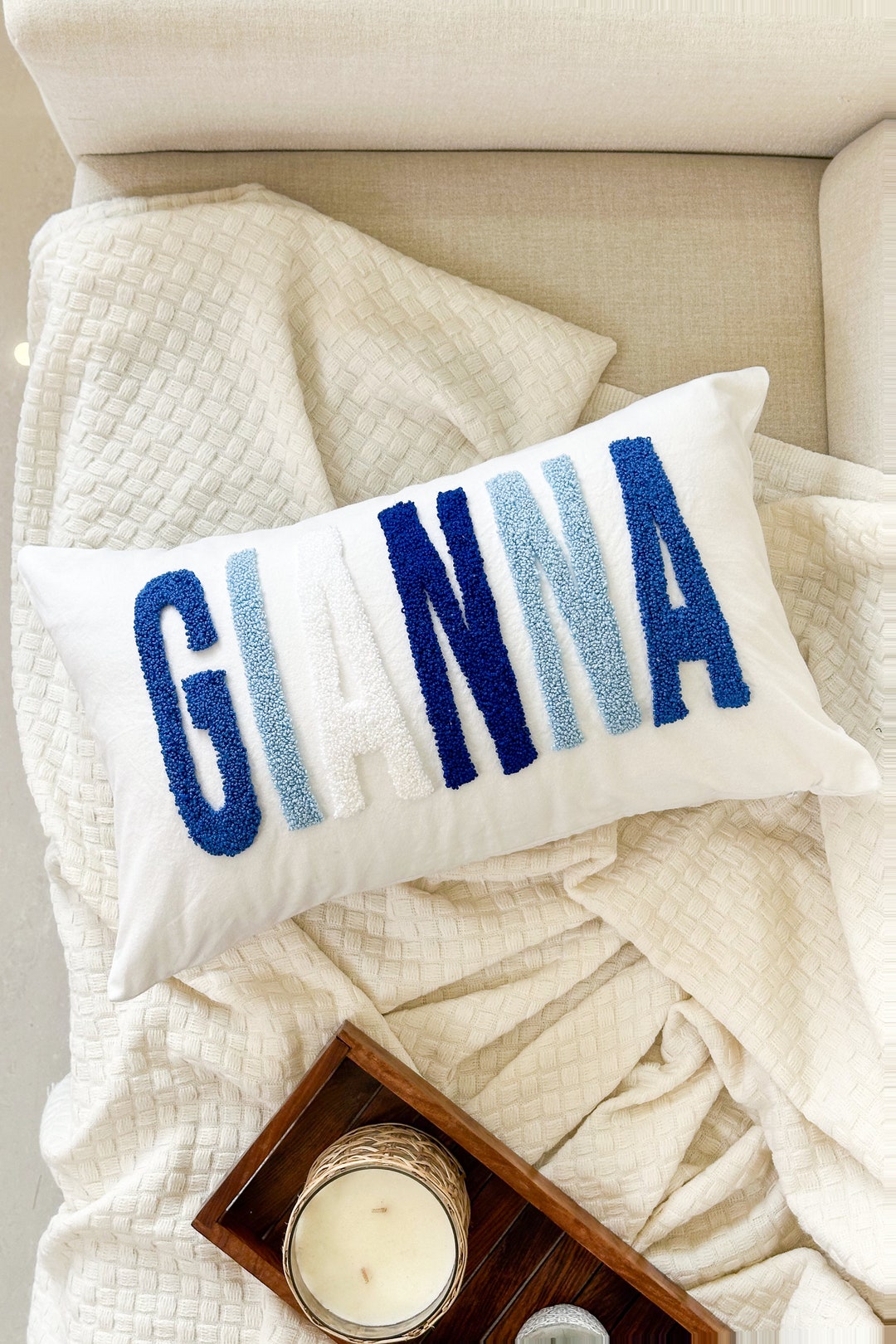 Personalized Baby Name Pillow Cover,punch Needle Name Pillow, Kid Room ...