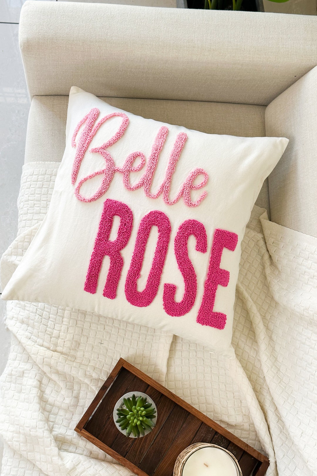 Personalized Baby Name Pillow Cover, Punch Needle Name Pillow, Custom ...