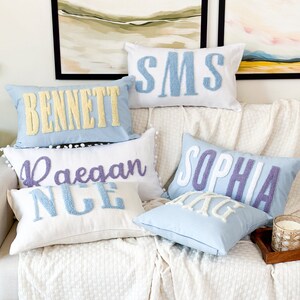 Personalized Baby Name Punch Needle Pillow Cover, Baby Shower Gift ...