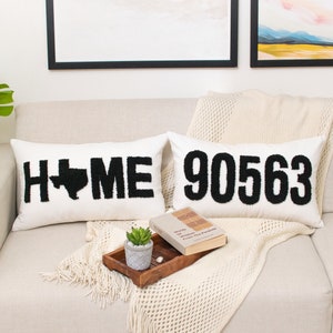 Custom Zip Code Pillow Cover, Punch Needle Pillow, Personalized Pillows ...