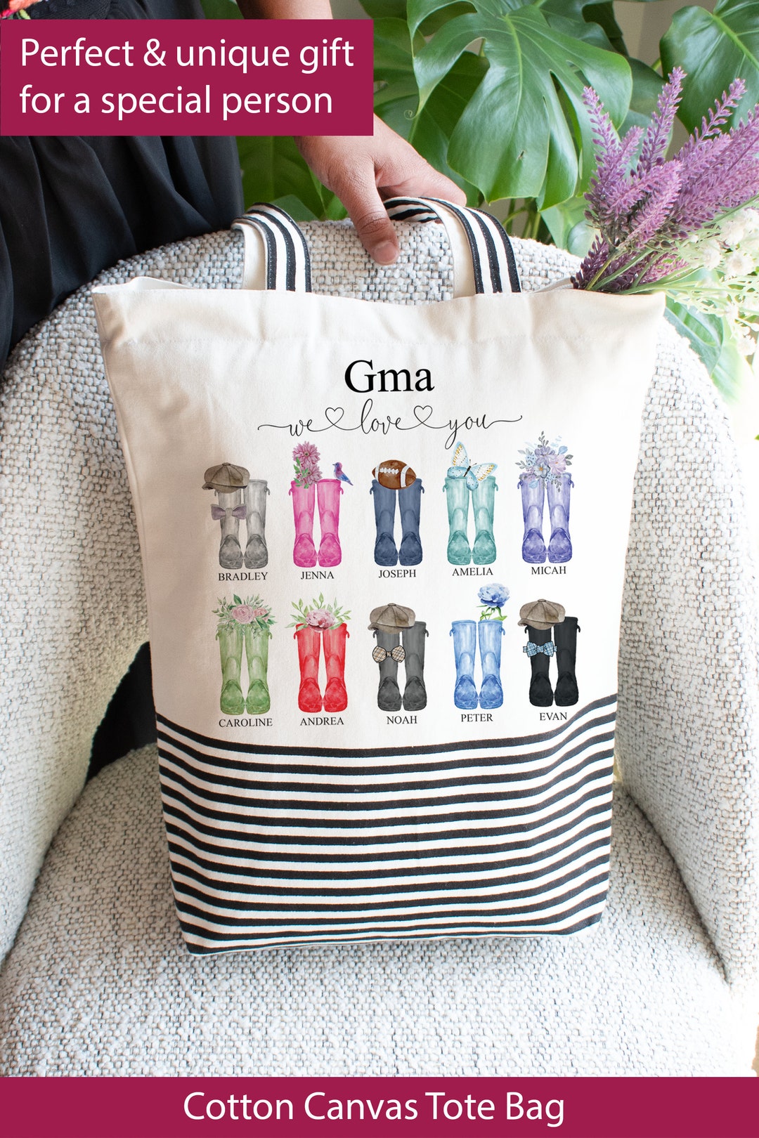 Custom Gma Gifts From Grandkids Personalized Gma Tote Boots - Etsy