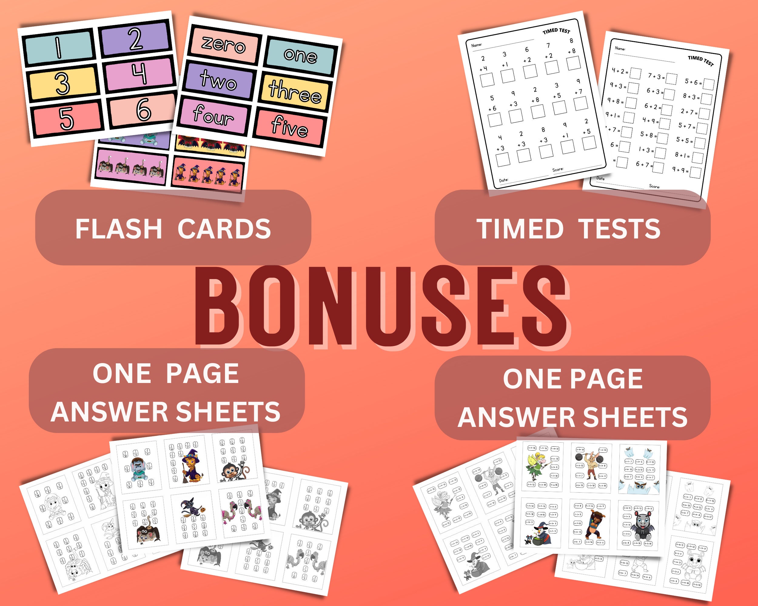 Printable Halloween Addition Math Worksheets/single Digits/preschool ...