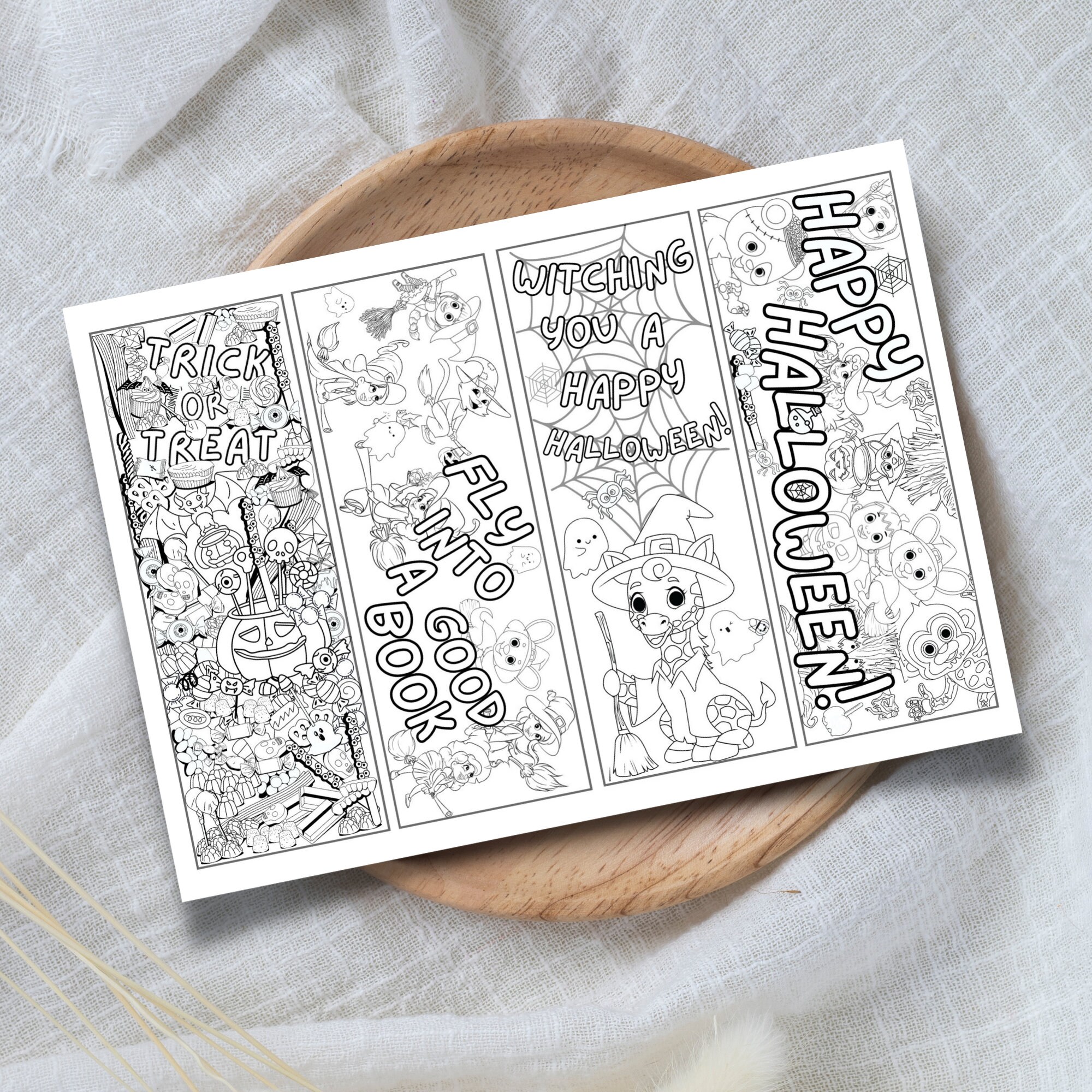 Halloween Colouring Bookmarks Printable, Halloween Gifts for Students ...