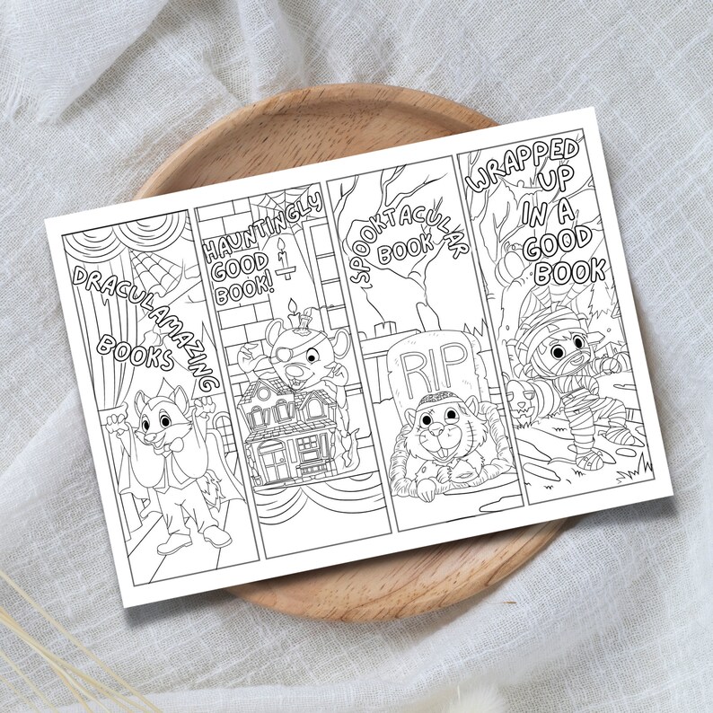 Halloween Colouring Bookmarks Printable Halloween Gifts for - Etsy