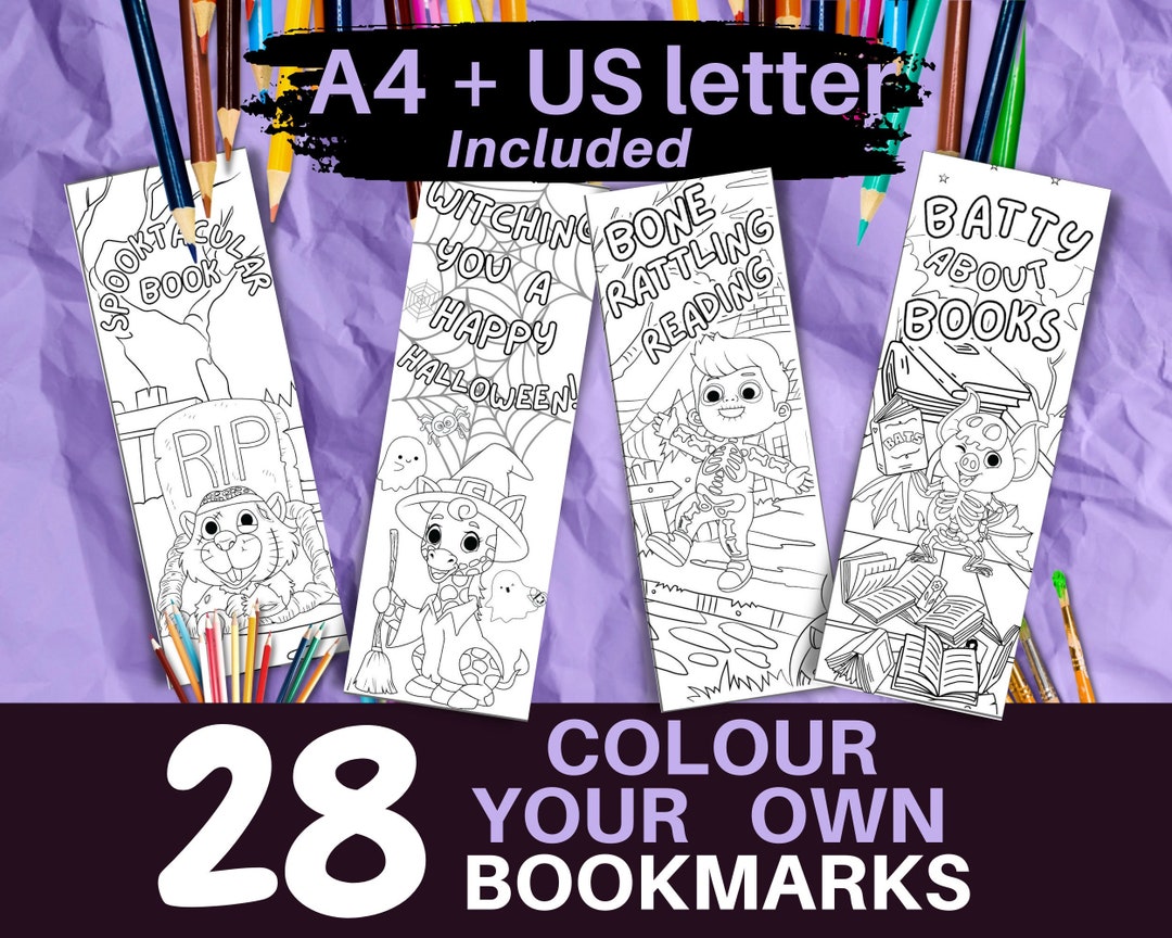 Halloween Colouring Bookmarks Printable, Halloween Gifts for Students ...