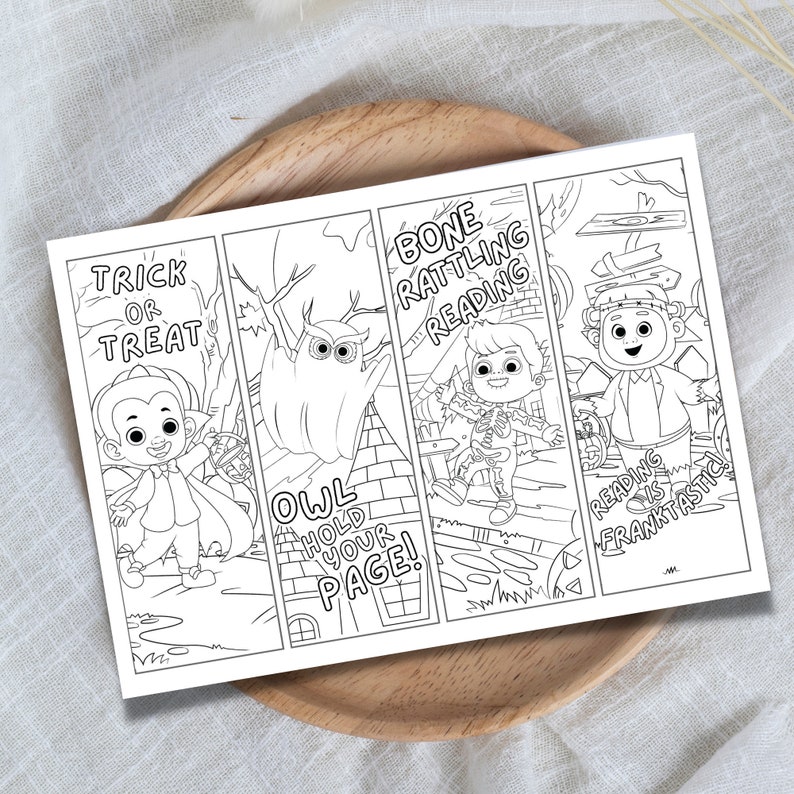 Halloween Colouring Bookmarks Printable, Halloween Gifts for Students ...