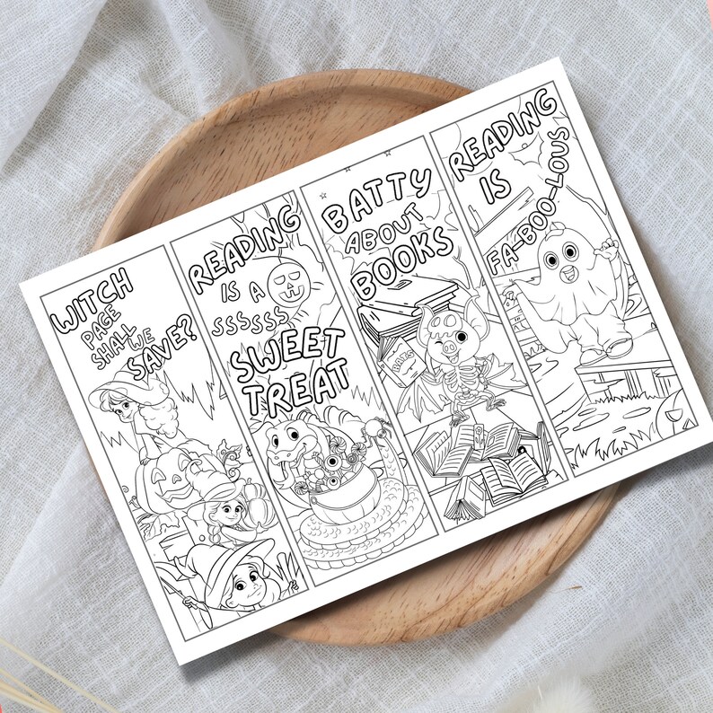 Halloween Colouring Bookmarks Printable, Halloween Gifts for Students ...