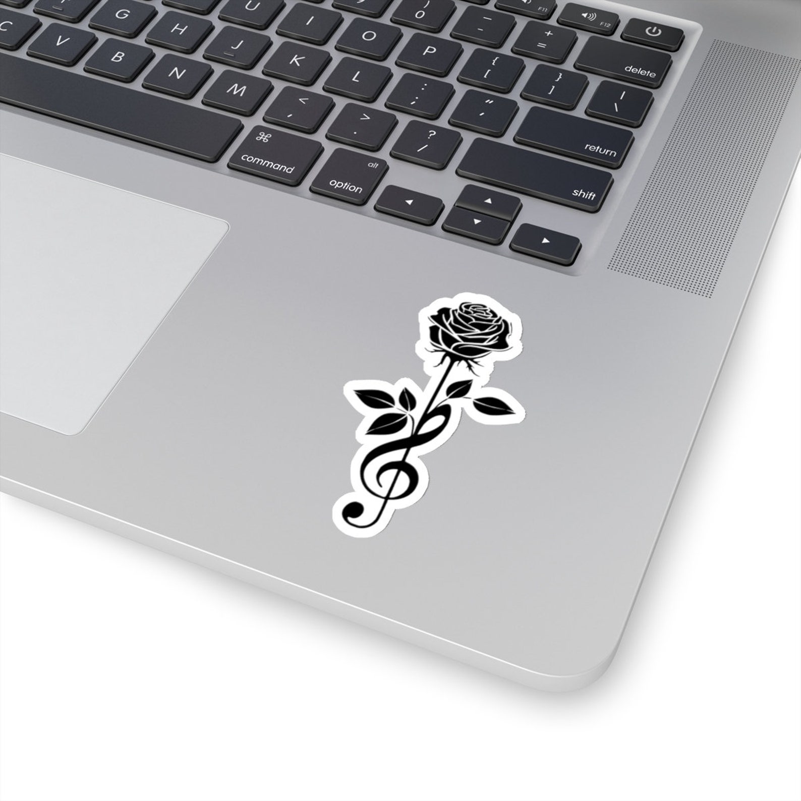 Melodic Rose: 2D Music Note Graphic | Floral | Sticker| Personalize ...