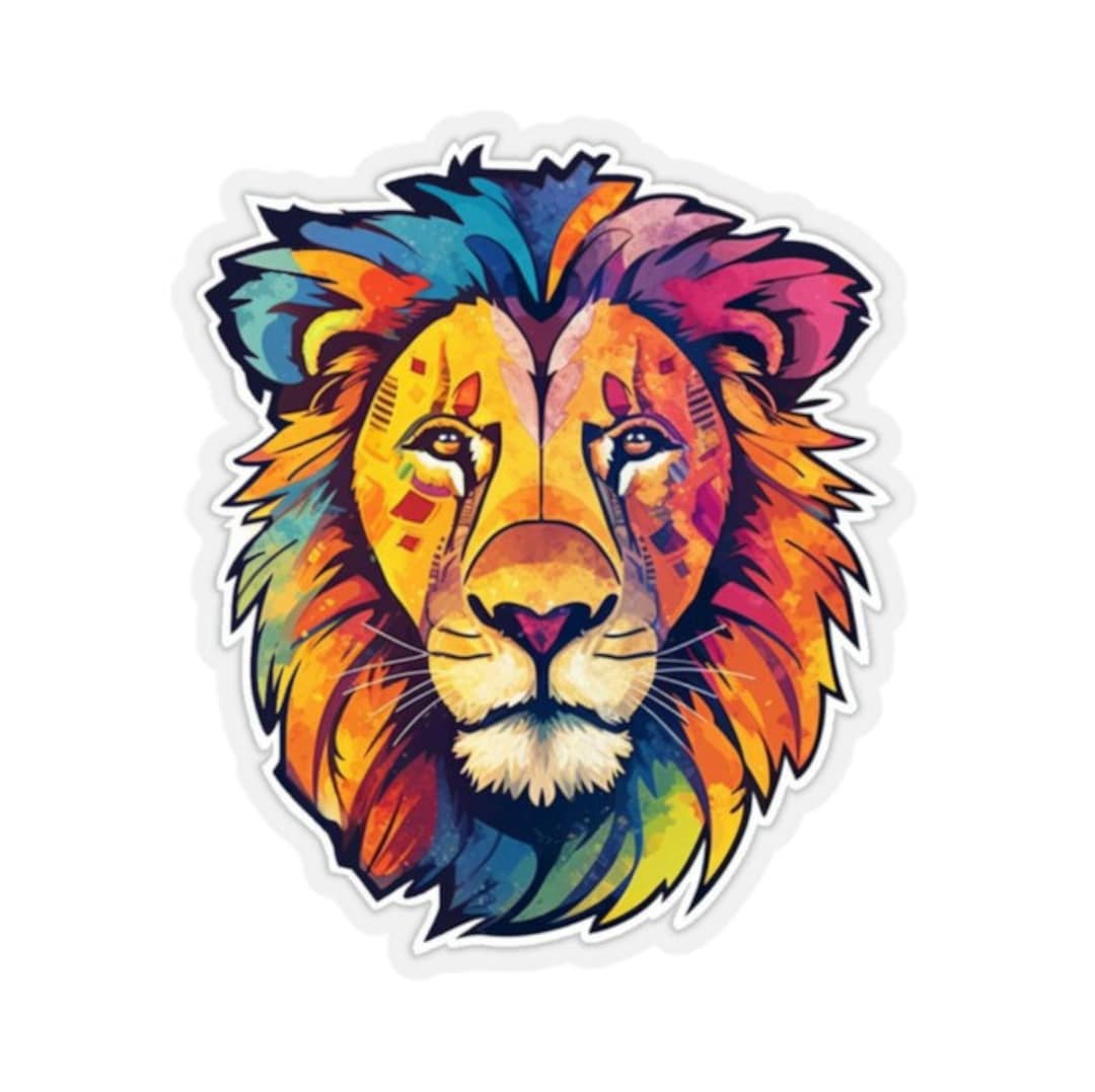 Roar With Color | Vibrant Lion Head Sticker | Animal | Kingdom ...