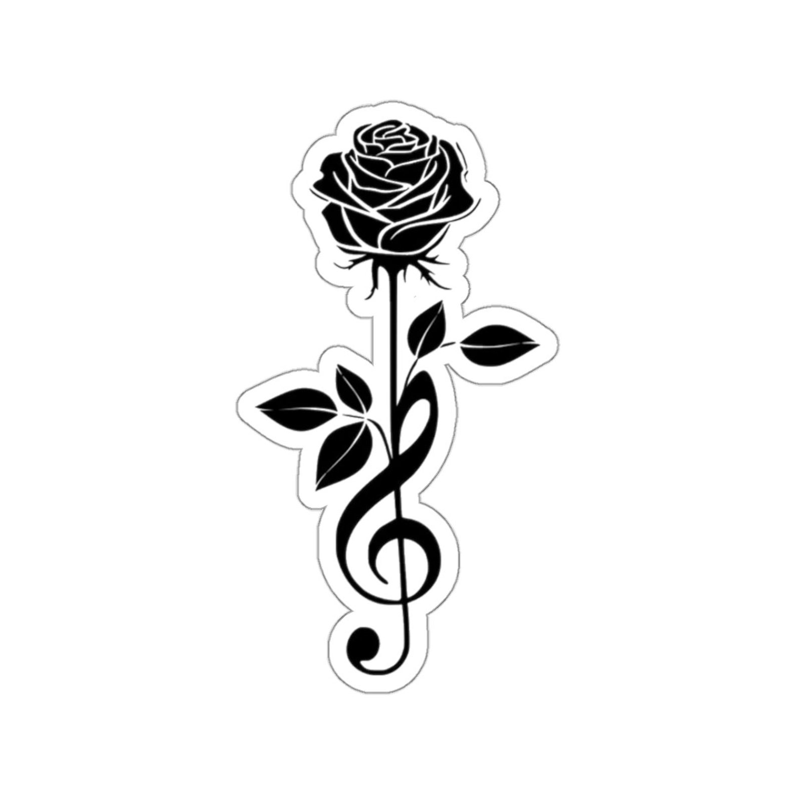 Melodic Rose: 2D Music Note Graphic | Floral | Sticker| Personalize ...