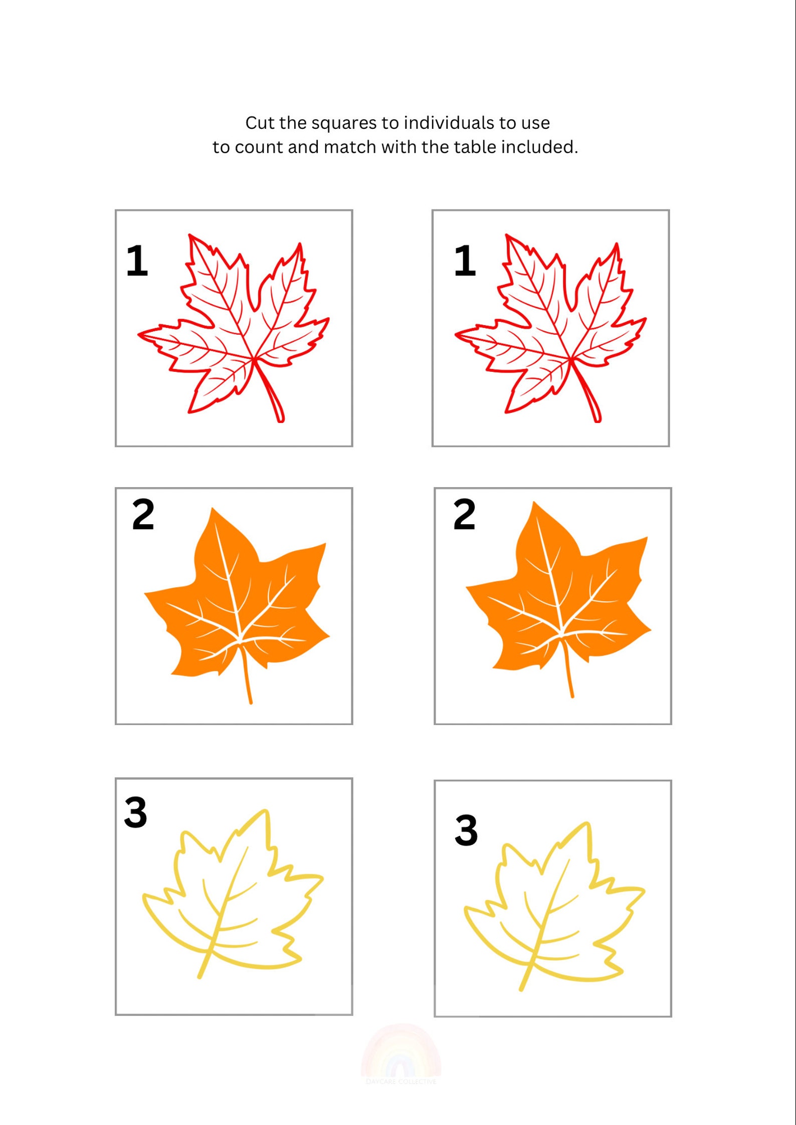 Count and Match Leaf Morning Work Curriculum for Daycare, Preschool ...