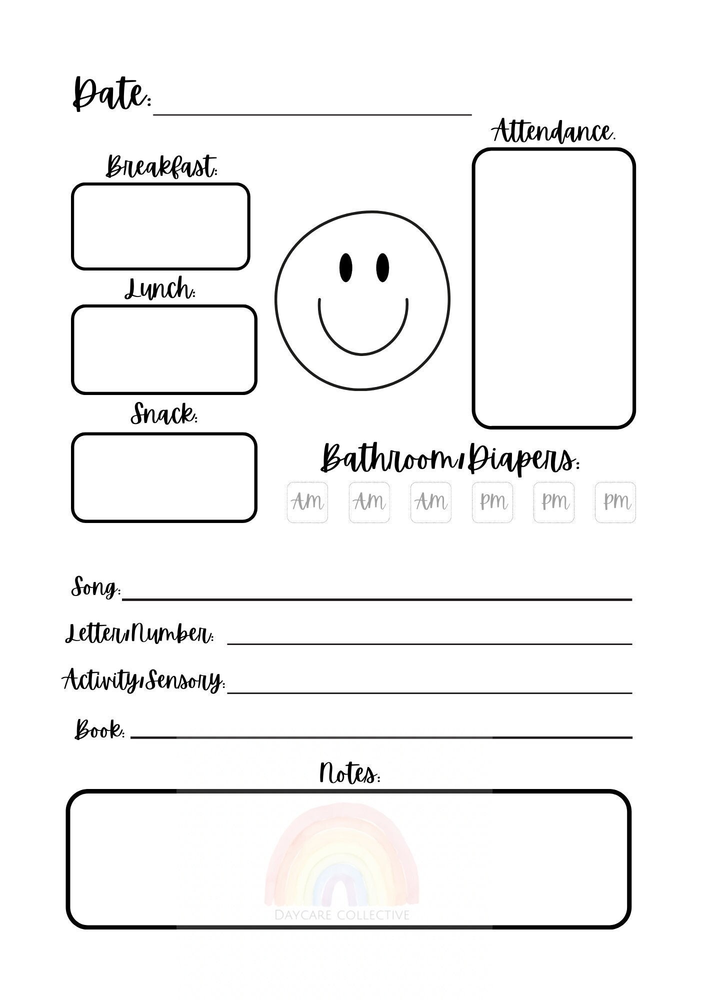 Daily Lesson Plan Sheet, Daycare Providers, Daycare Center, Planner ...