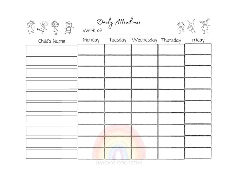 Sign in Sheet, Daycare, Childcare, Preschool, State Paperwork, Center ...