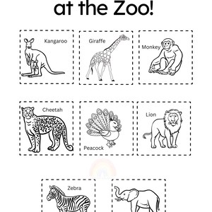 Zoo Theme, Matching Animals Worksheet, Printable, Daycare Curriculum ...