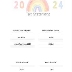 Daycare Tax Receipt 2024 - Etsy