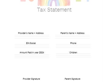 Childcare Tax Information Template Printable, Family Tax Information ...