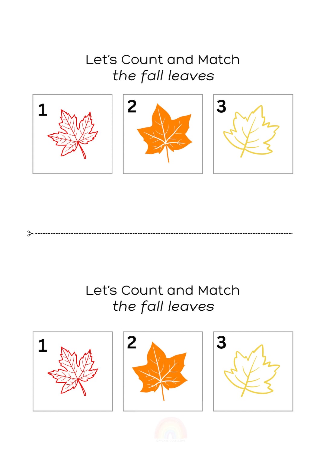 Count and Match Leaf Morning Work Curriculum for Daycare, Preschool ...