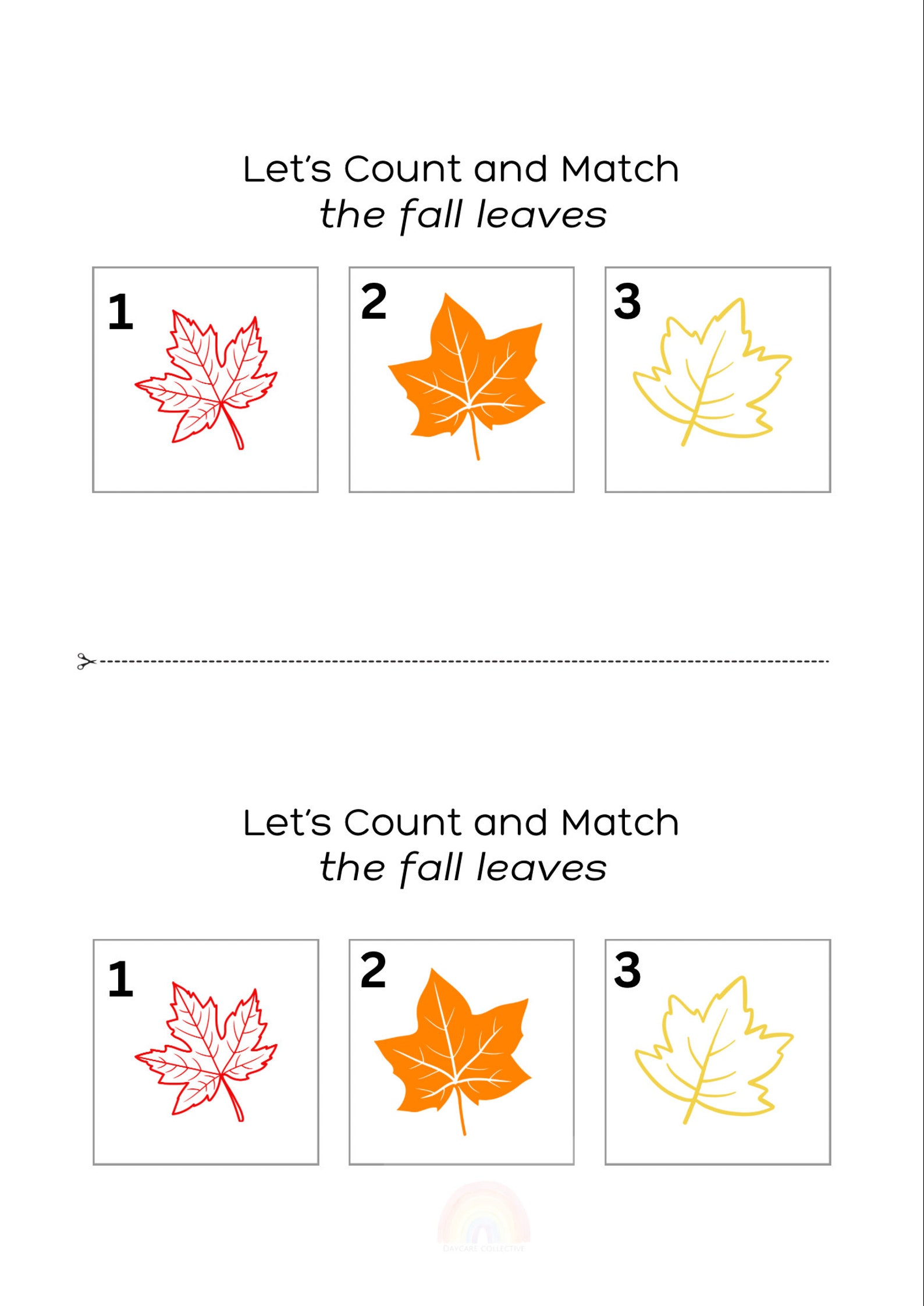 Count and Match Leaf Morning Work Curriculum for Daycare, Preschool ...
