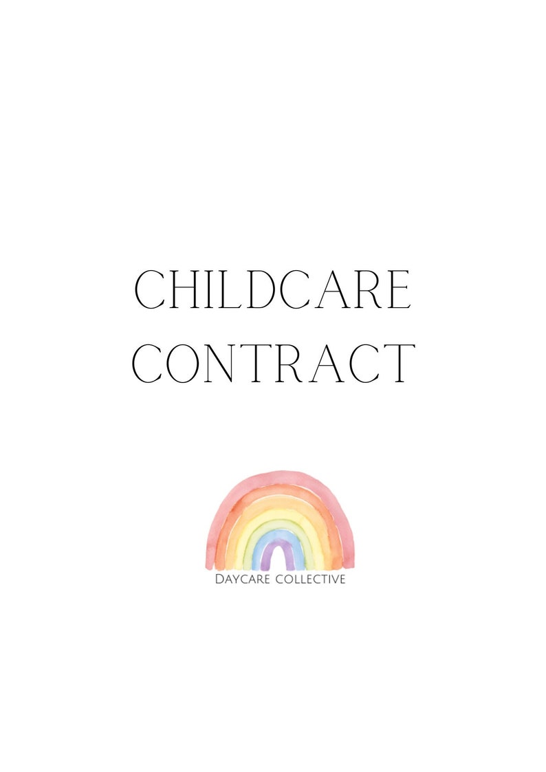 Childcare Contract, Daycare Forms, Center, Preschool, State Forms ...