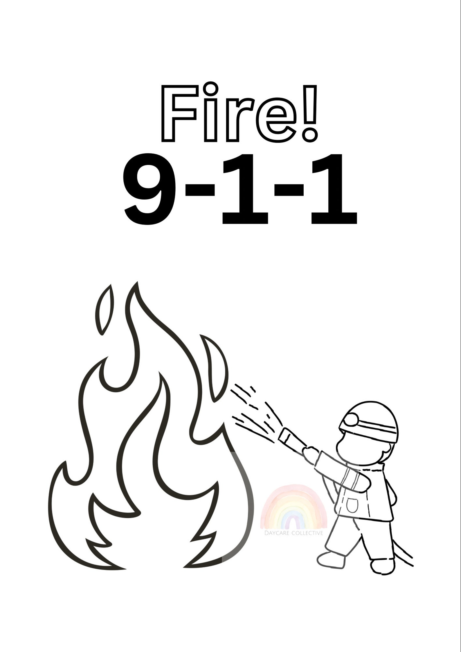 Community Helpers, Fire Prevention Safety Week, Coloring Sheet for Kids ...