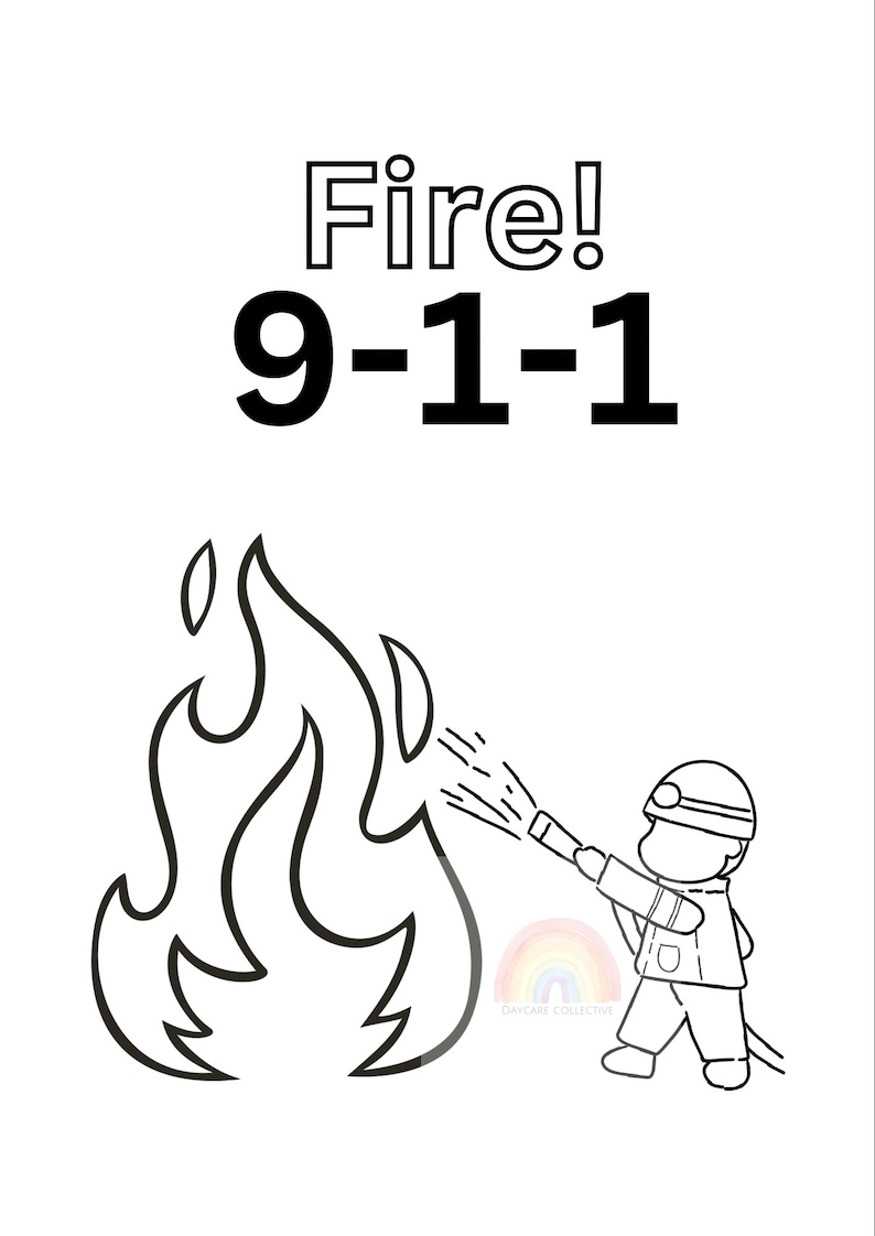 Community Helpers, Fire Prevention Safety Week, Coloring Sheet for Kids ...