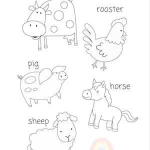 Farm Coloring Sheet, Preschool, Animals, Prek, Printable, Cow, Sheep ...