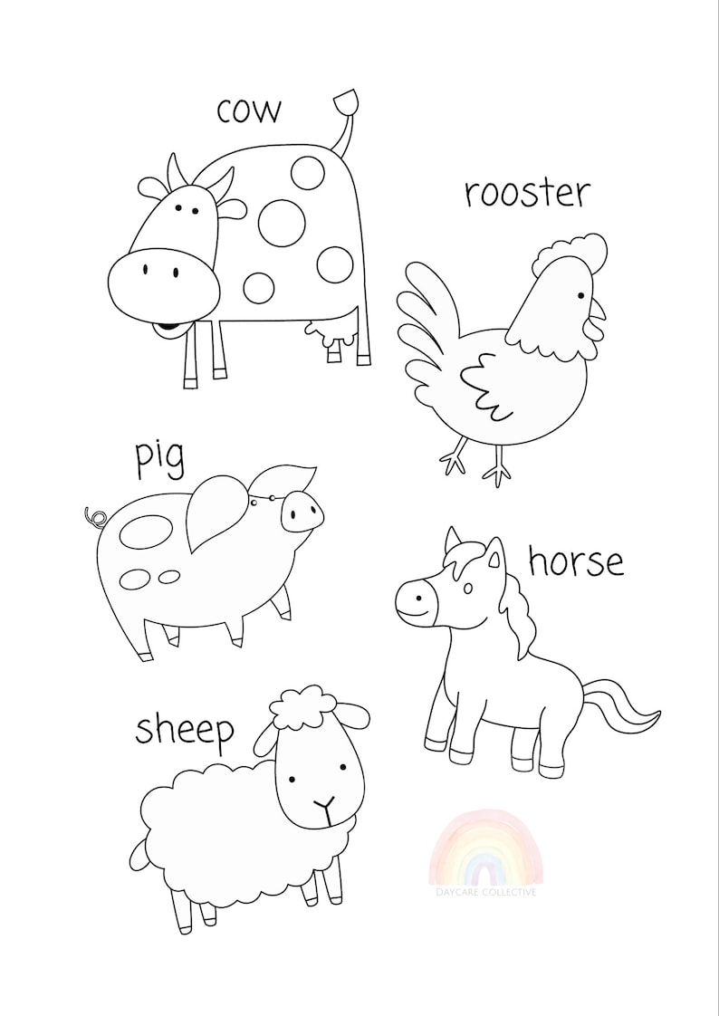 Farm Coloring Sheet, Preschool, Animals, Prek, Printable, Cow, Sheep ...