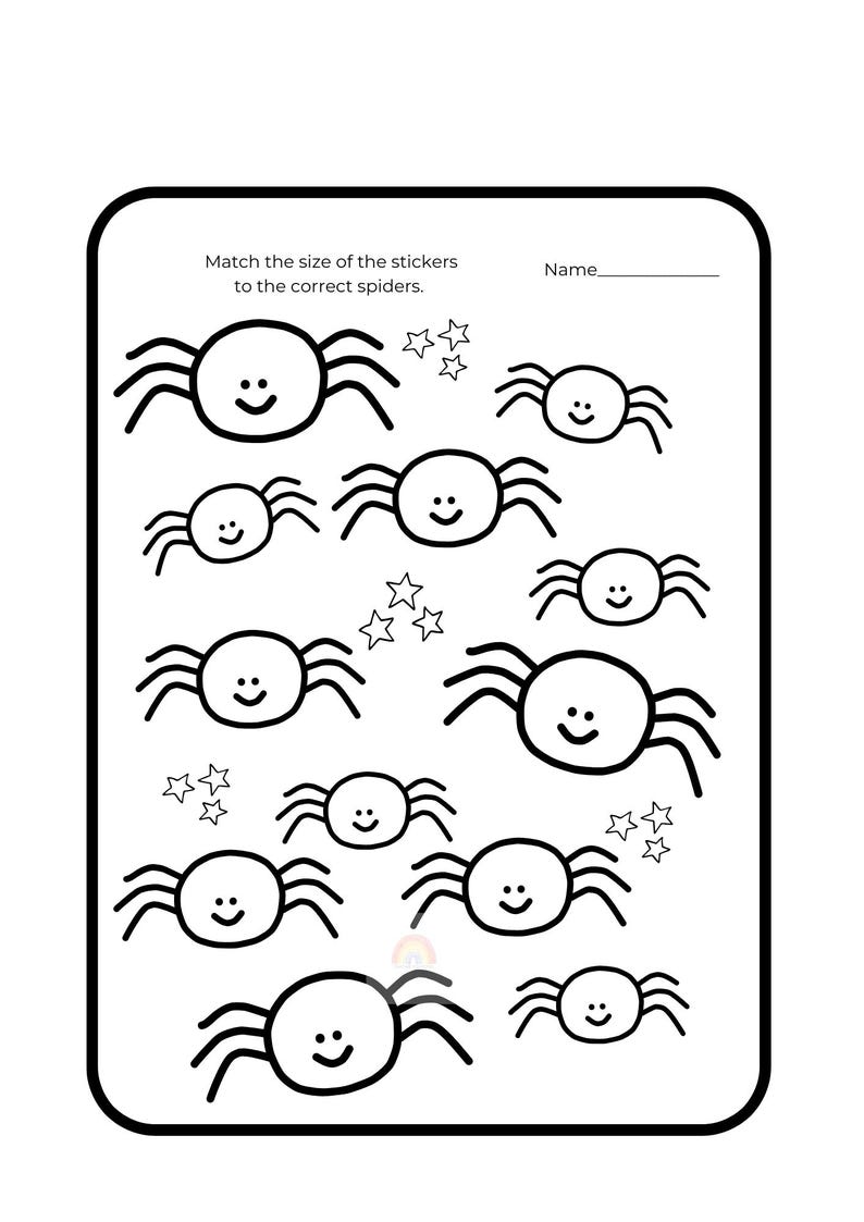Halloween Theme Spider Sticker Activity for Toddlers and Kids, Sorting ...