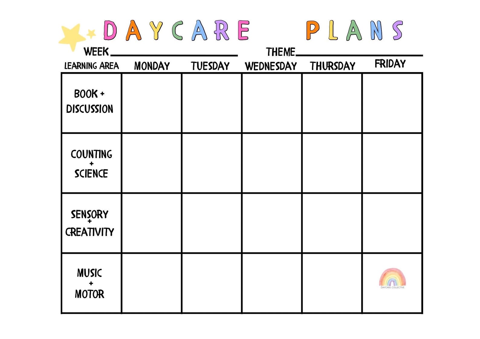 Weekly Daycare Theme Planner, Printable, Curriculum, Lesson Plans ...