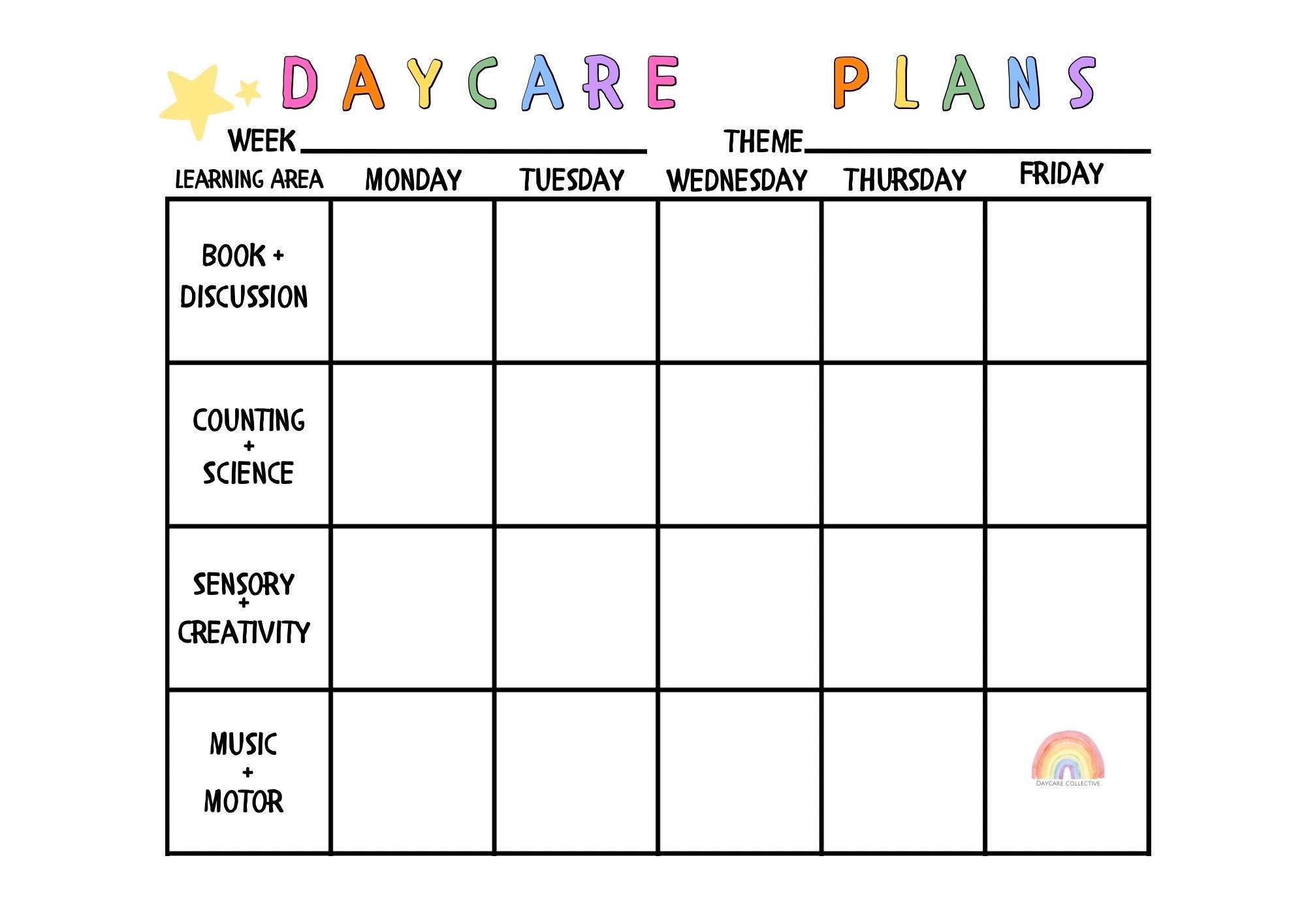 Weekly Daycare Theme Planner, Printable, Curriculum, Lesson Plans ...