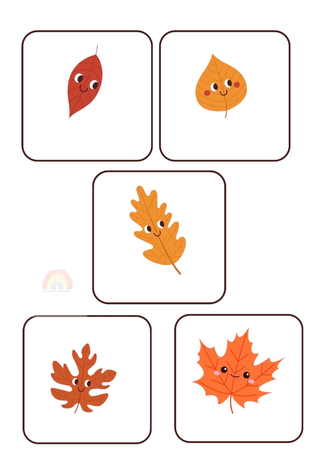 Daycare, Playroom, Classroom Fall Theme Cards for Sensory Play, Color ...